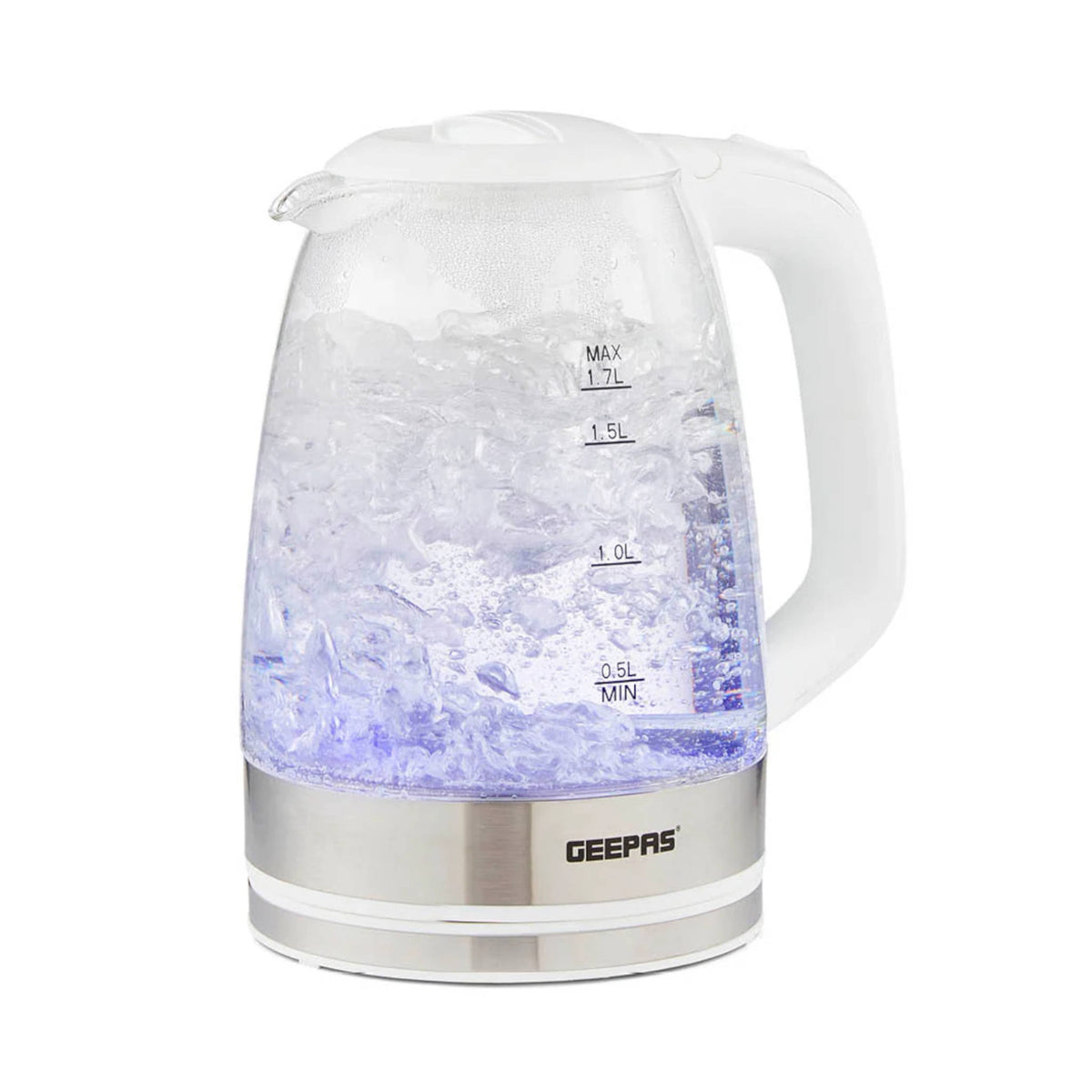 1.7L Electric Cordless Kettle Blue LED Illuminating Glass Jug 2200W ...