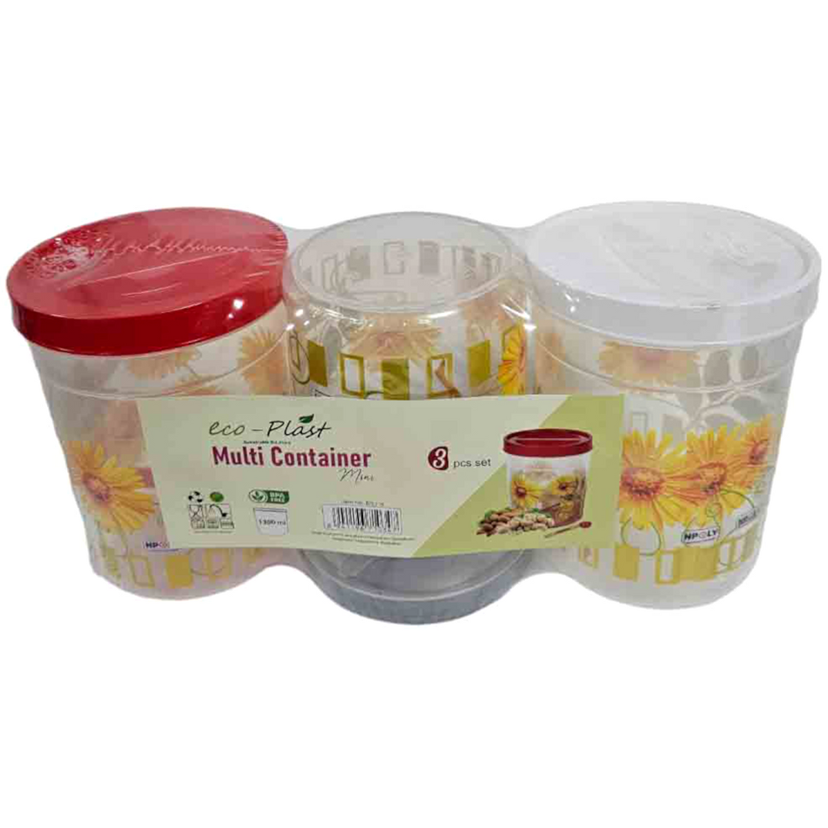 Tall Multi Container 1300ml 3 Pieces Set with Spoons – Latifs