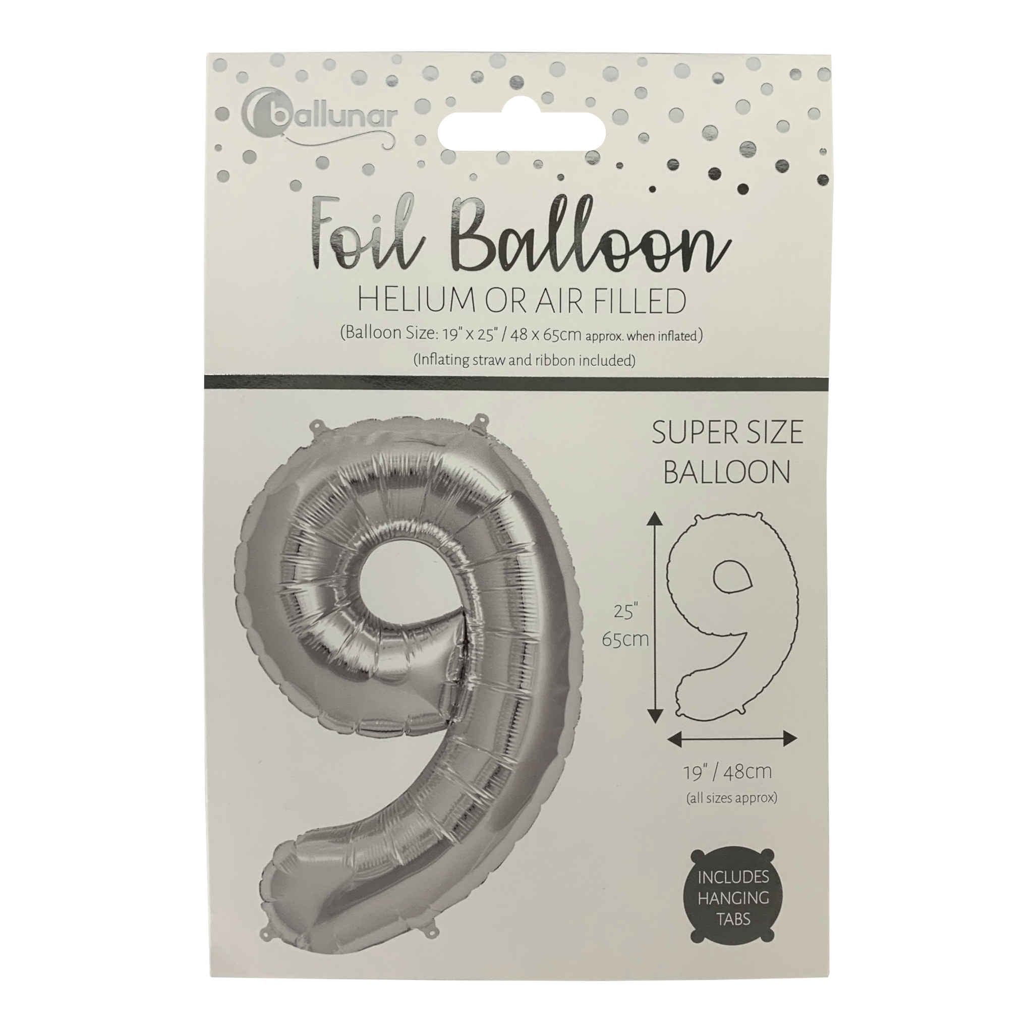 Number 9 Foil Balloon | Silver | 65cm – M. Latif & Sons